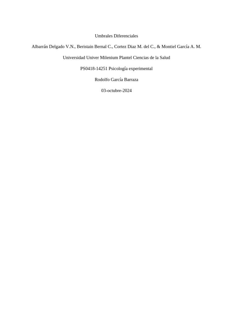 umbrales (prueba) | PDF | Experiencia | Sentidos