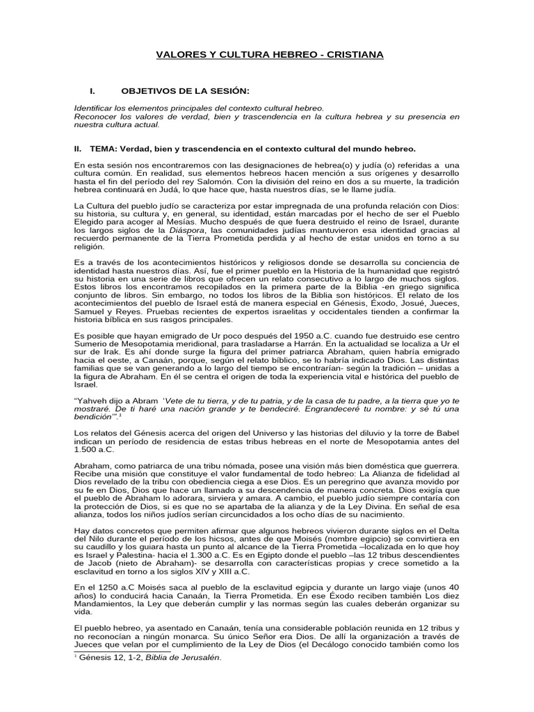 Valores de la Cultura Hebreo-Cristiana | PDF | Abrahán | Israel