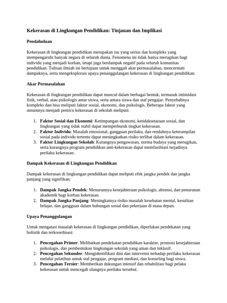 Kekerasan Di Lingkungan Pendidikan 1 | PDF