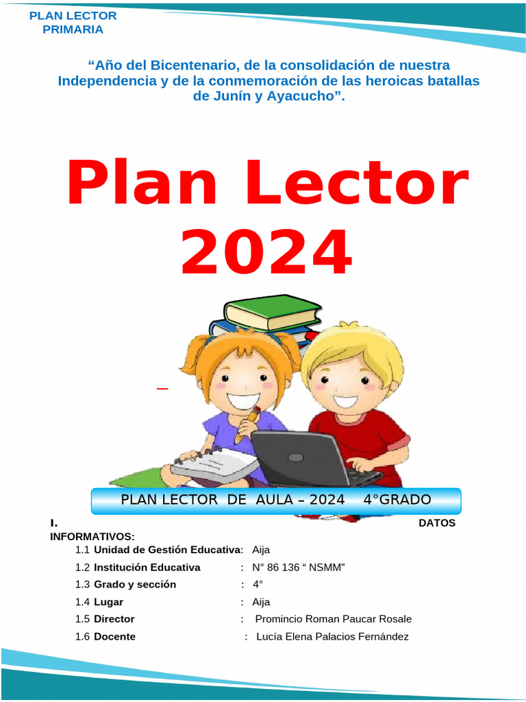 4° Plan Lector 2024 Primaria | PDF | Educación primaria | Maestros