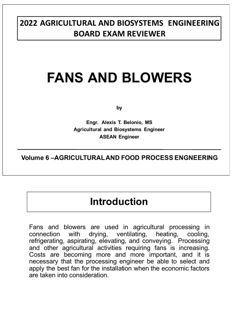 2021 - AFPE - PPT - Chap08 - Fans and Blowers | PDF | Horsepower | Gases