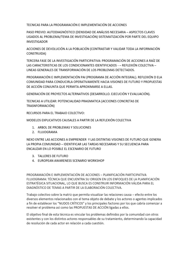 Programación e Implementación de Acciones | PDF | Programación de ...