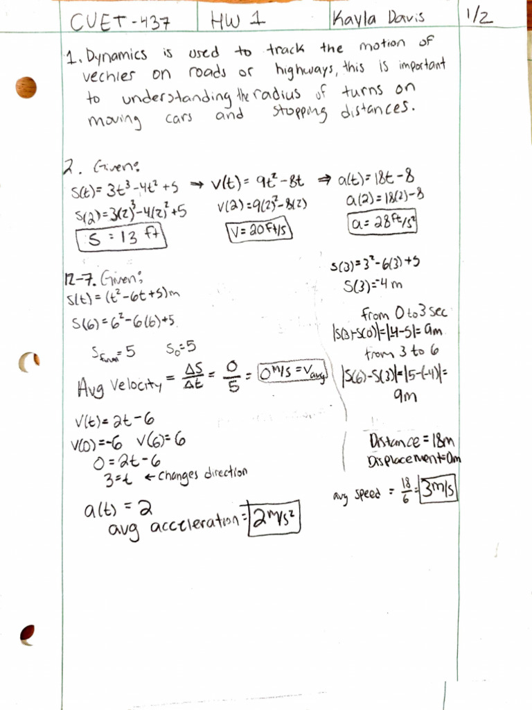 Dynamics Hw1-1 | PDF