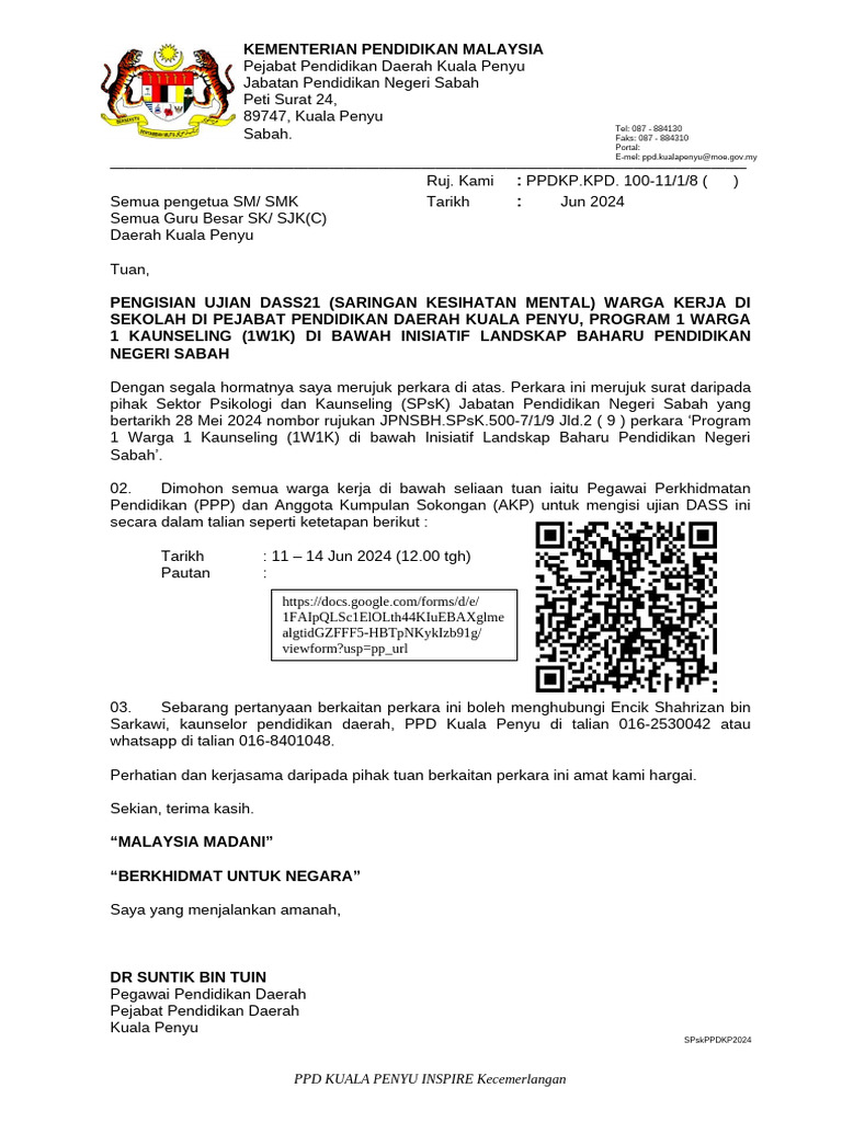 2024-06-11 Pelaksanaan Ujian Dass 1w1k | PDF