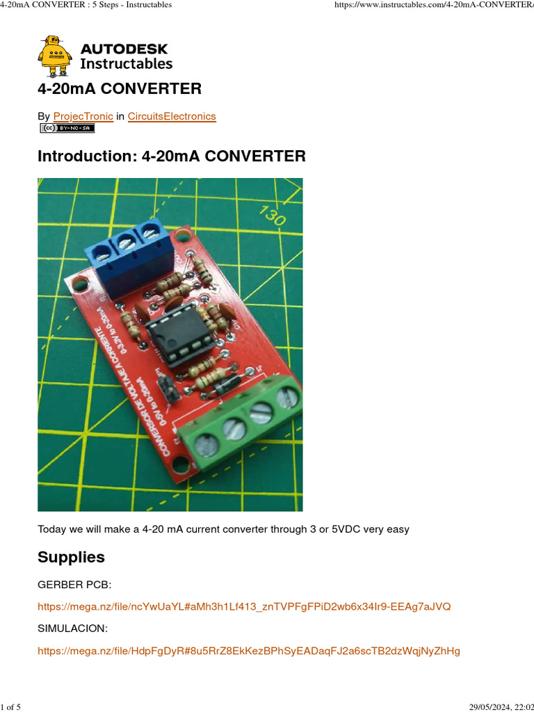 4-20ma CONVERTER - 5 Steps - Instructables | PDF | Operational Amplifier | Resistor