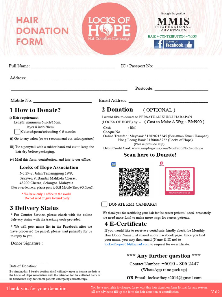 Hair Donation Form for Wigs | PDF