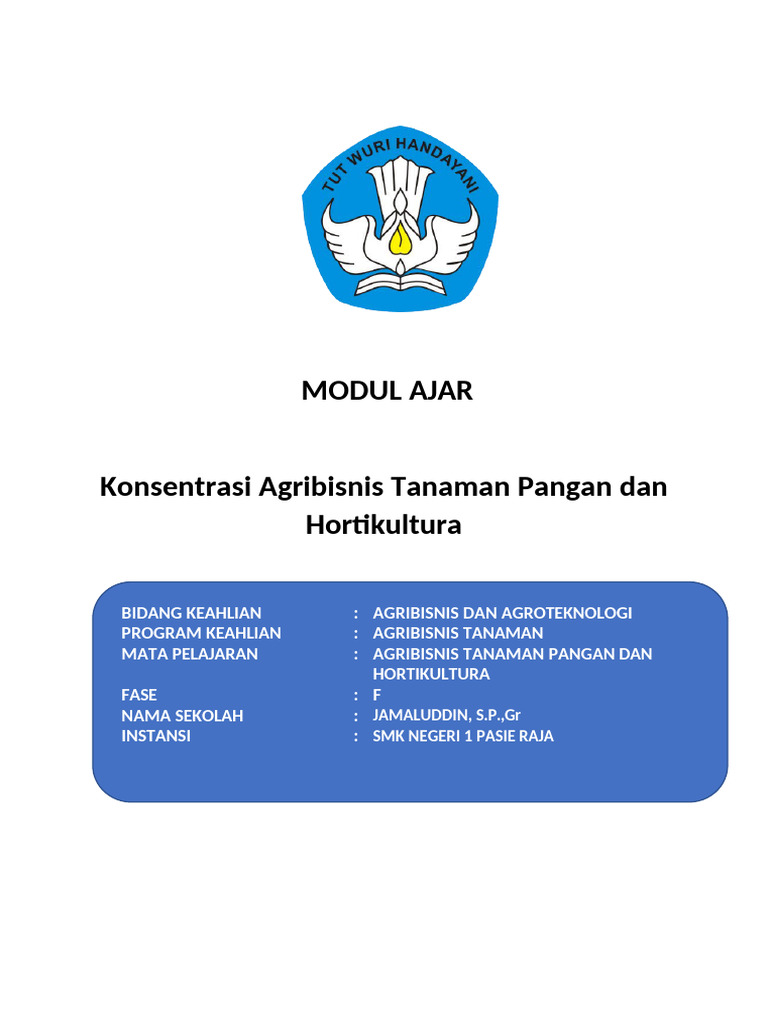 Modul Ajar Agribisnis Tanaman Pangan Dan Hortikultura | PDF