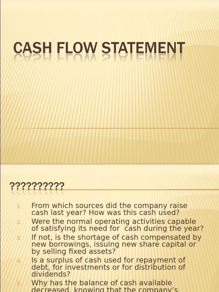 Cash Flow Statement - PPT - 0 | PDF | Cash Flow Statement | Dividend