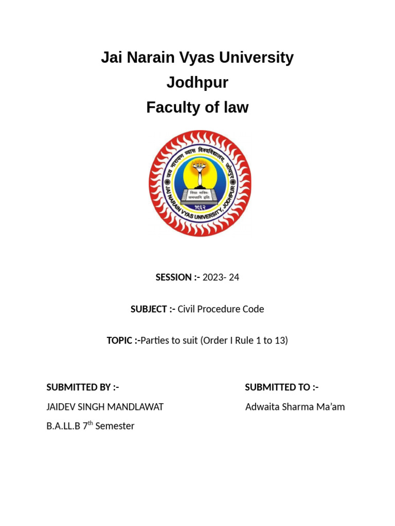 Cpc Project | PDF | Lawsuit | Joinder