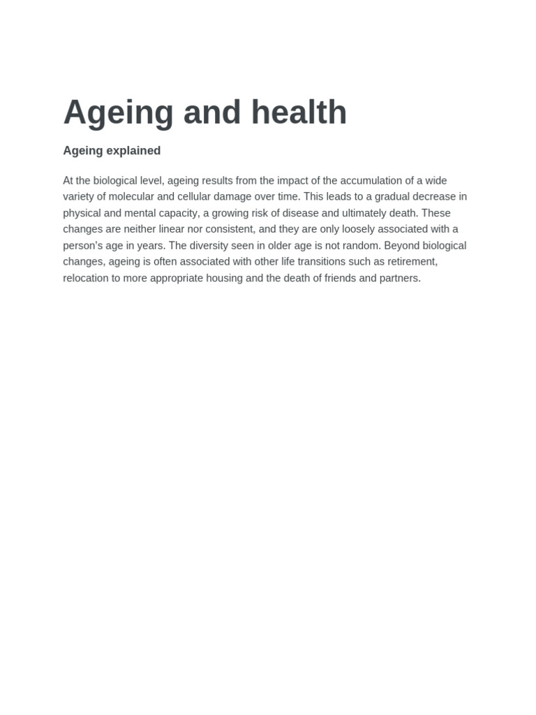 Ageing and Health - Ageing Explained | PDF