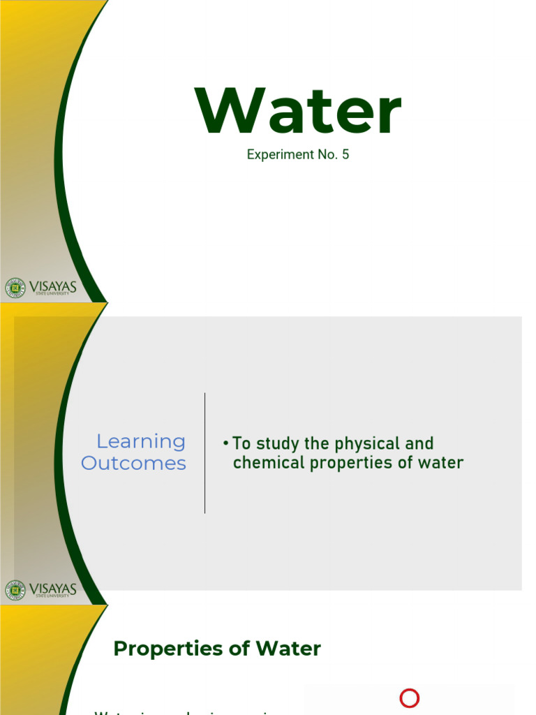 ESci 115b Experiment No. 5 - Water | PDF | Water | Water Purification