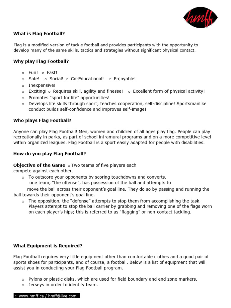 Introduction to Flag Football Rules | PDF | Quarterback | Gridiron Football