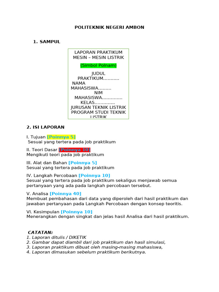 Panduan Laporan Praktikum | PDF