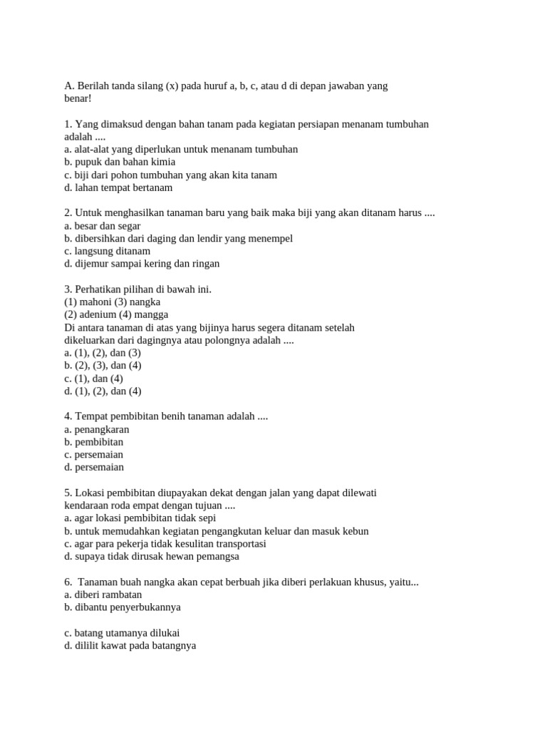 SOAL PLH KELAS V | PDF