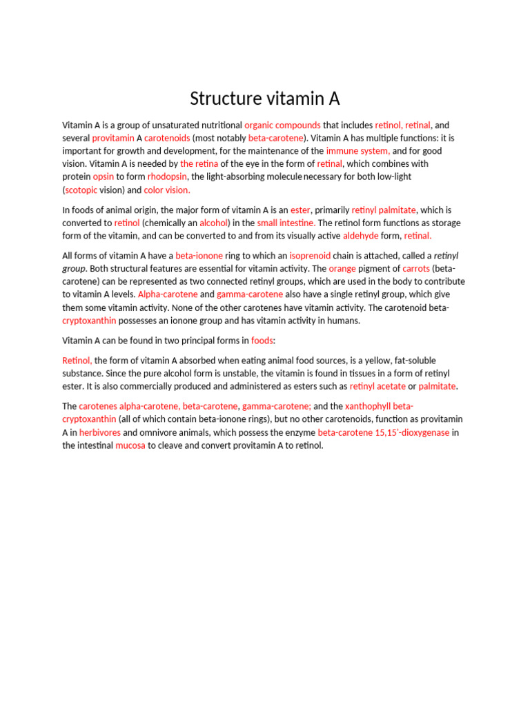 Vitamin A project | PDF | Vitamin A | Retinal