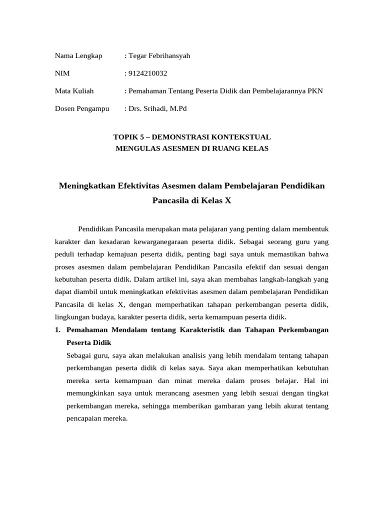T3-5 Demonstrasi Kontekstual - Mengulas Asesmen Di Ruang Kelas | PDF