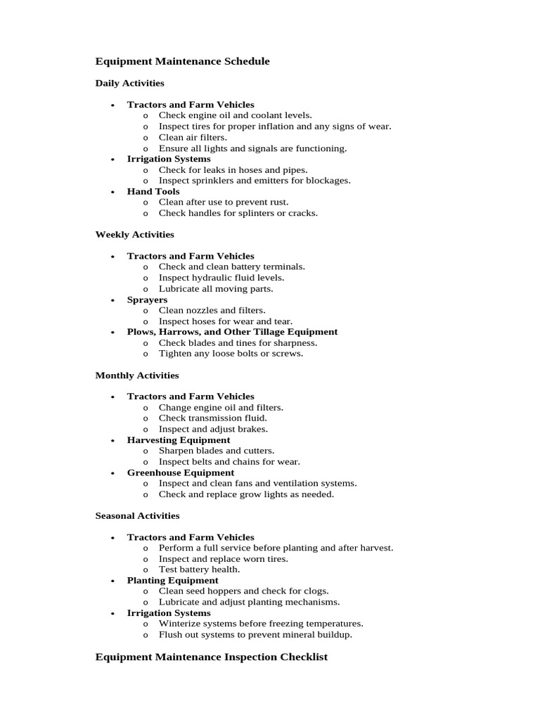 Farm Equipment Maintenance Guide | PDF | Tractor | Irrigation