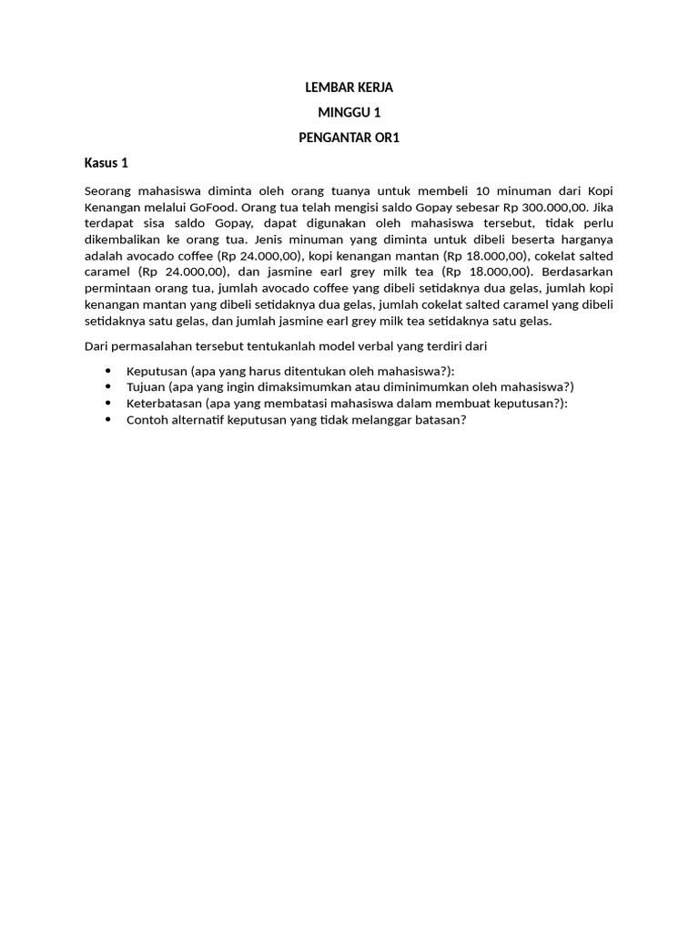 01 - Lembar Kerja Pengantar OR1 (Reg) | PDF