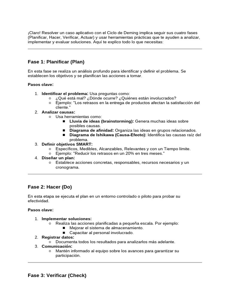 Fase 1: Planificar (Plan) | PDF | Lean Manufacturing | Business