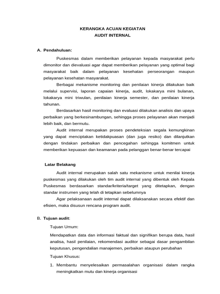Audit Internal Puskesmas: Efisiensi & Evaluasi | PDF