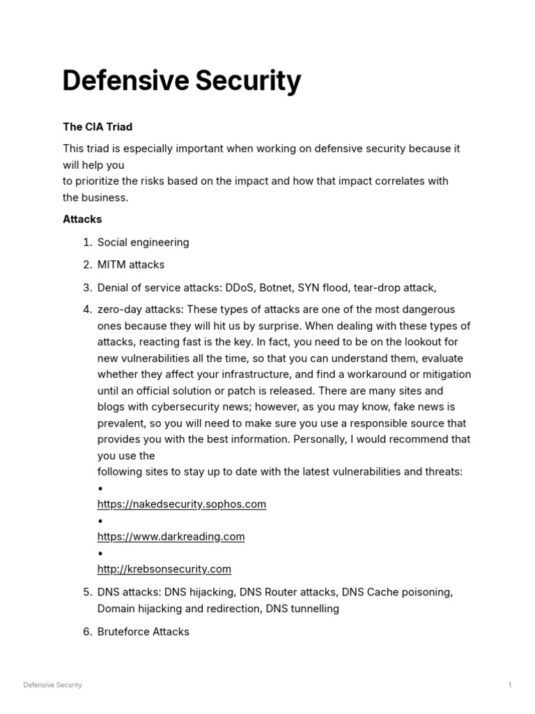 Defensive Security Strategies and Risks | PDF | Security | Computer ...