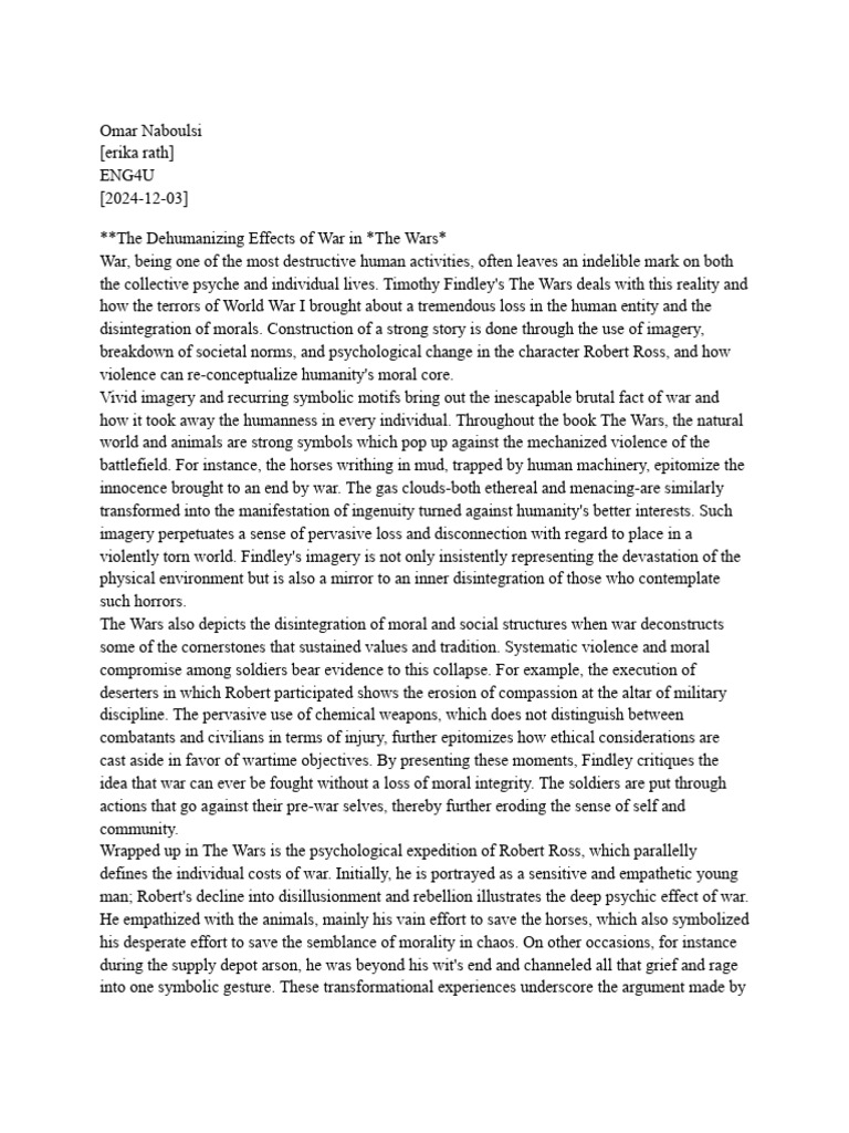 Unit 4 Essay Summative | PDF | Empathy | Violence