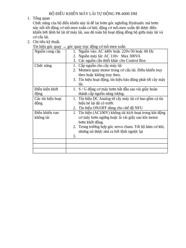 BỘ ĐIỀU KHIỂN MÁY LÁI TỰ ĐỘNG PR6000 DM | PDF