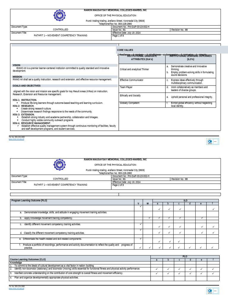 PATHFIT-1-Movement-Competency-Training-1 (1) | PDF | Physical Fitness ...