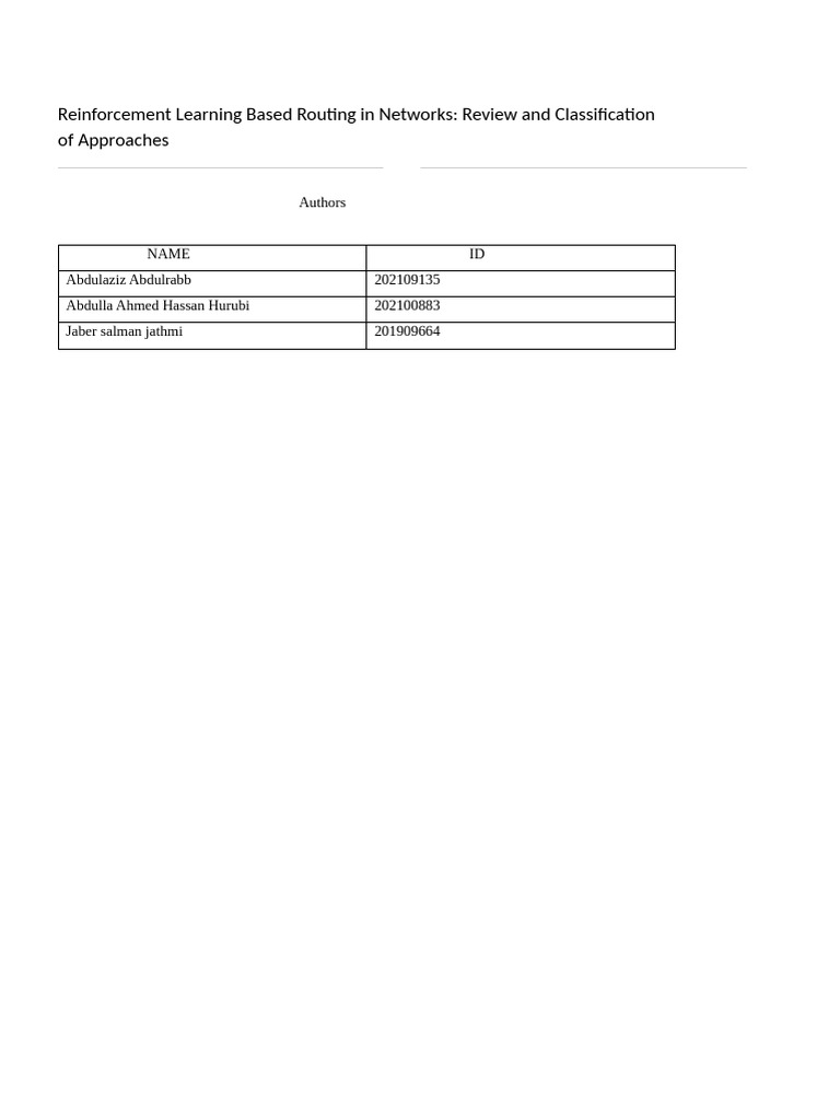 Reinforcement Learning Based Routing in Networks R | PDF | Machine Learning | Computer Network