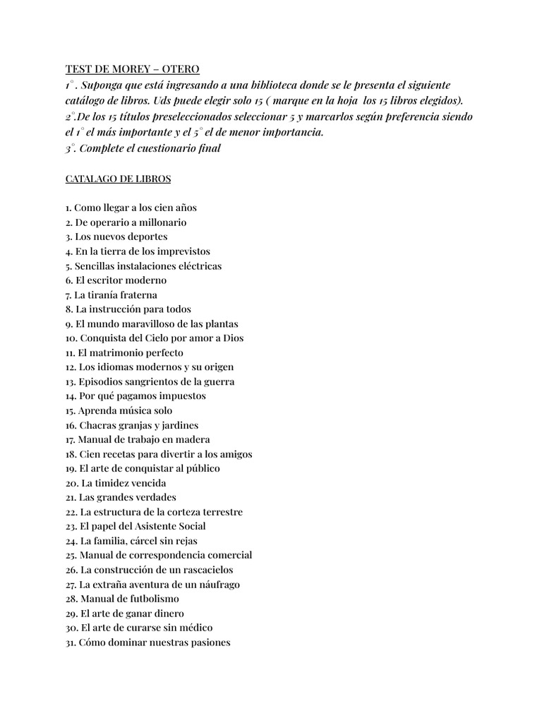 Test de Morey - Otero | PDF