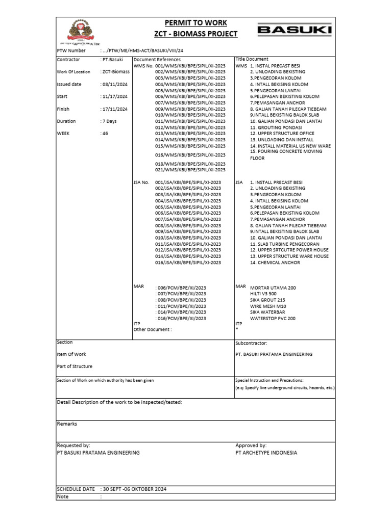 PTW Form SIPIL 46 | PDF | Building Engineering | Building Materials