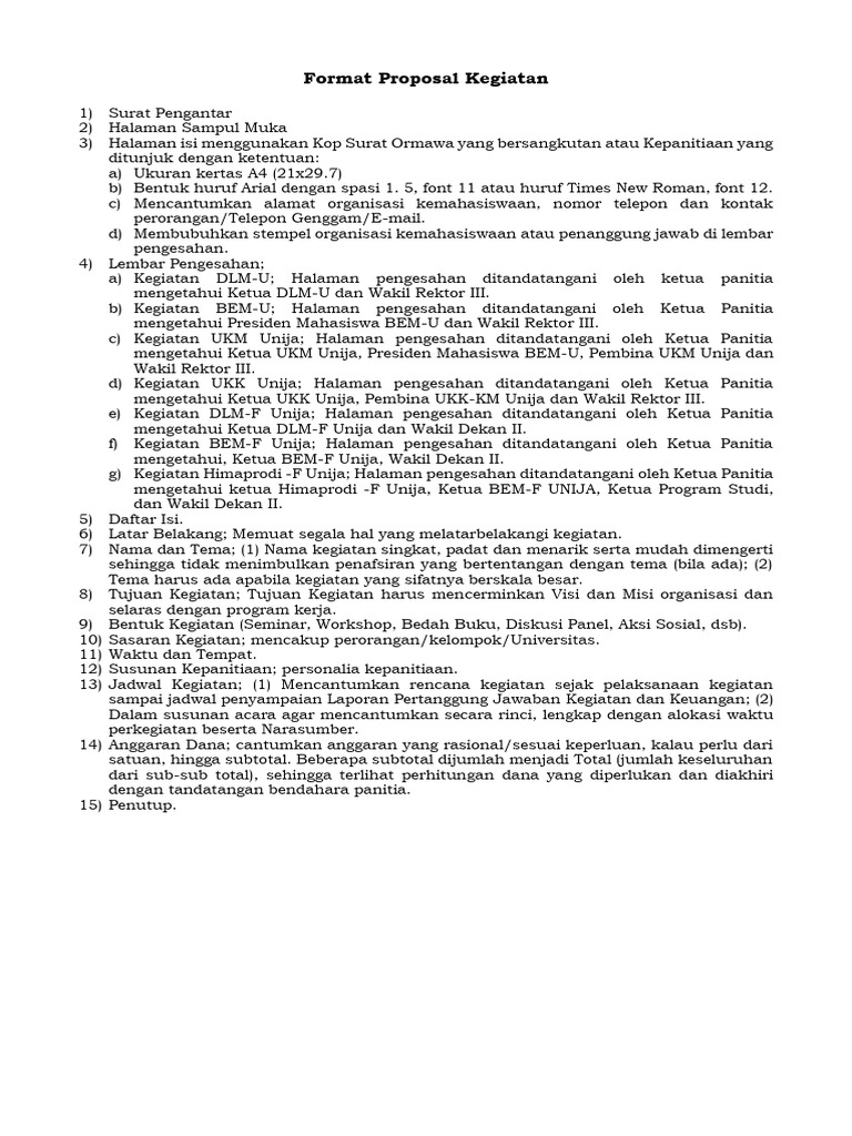 Format Proposal Dan LPJ Kegiatan Ormawa | PDF