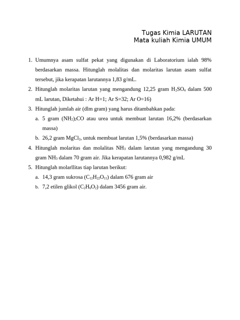 Tugas 3_kimia Larutan | PDF