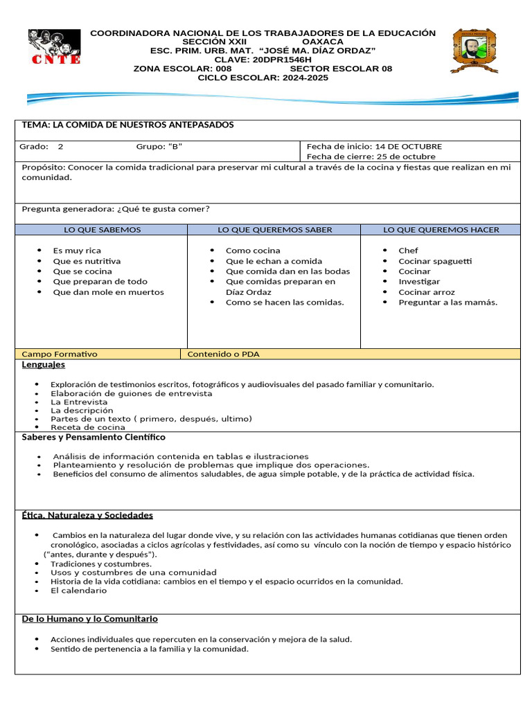 Proyecto La Comida Tradicional 2 BB | PDF