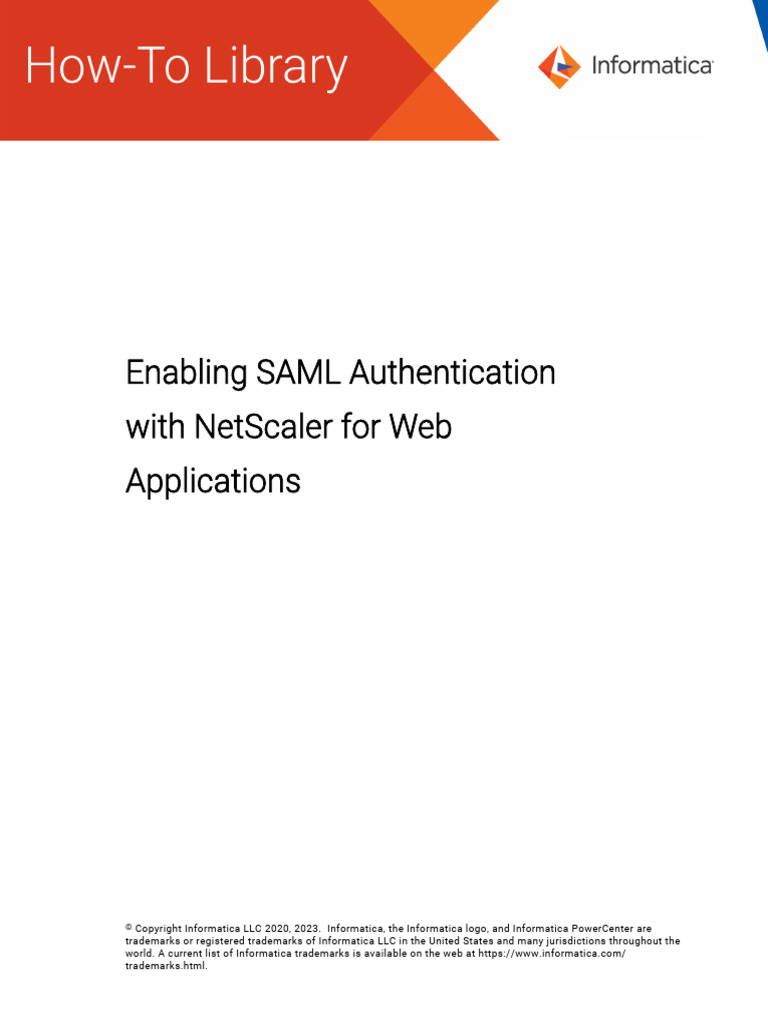 1459 Enabling (SAML) AuthenticationWithNetScalerForWebApplications en H2L | PDF | Active ...