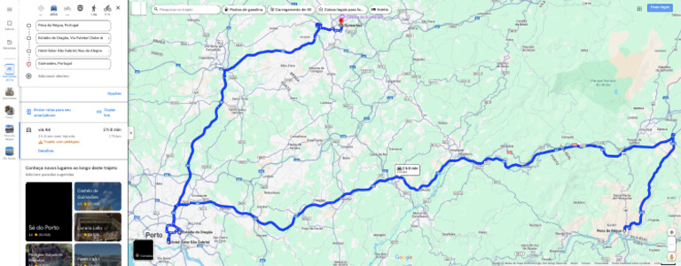 de Peso da Régua, Portugal a Guimarães, Portugal - Google Maps | PDF