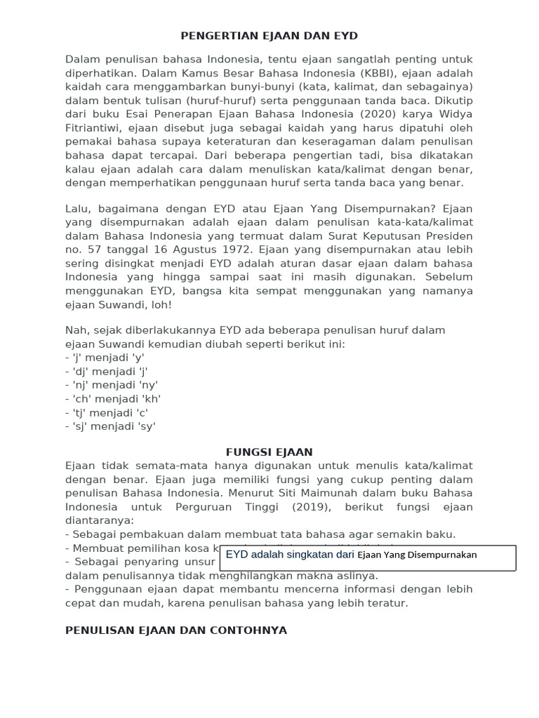 PENGERTIAN EJAAN DAN EYD | PDF