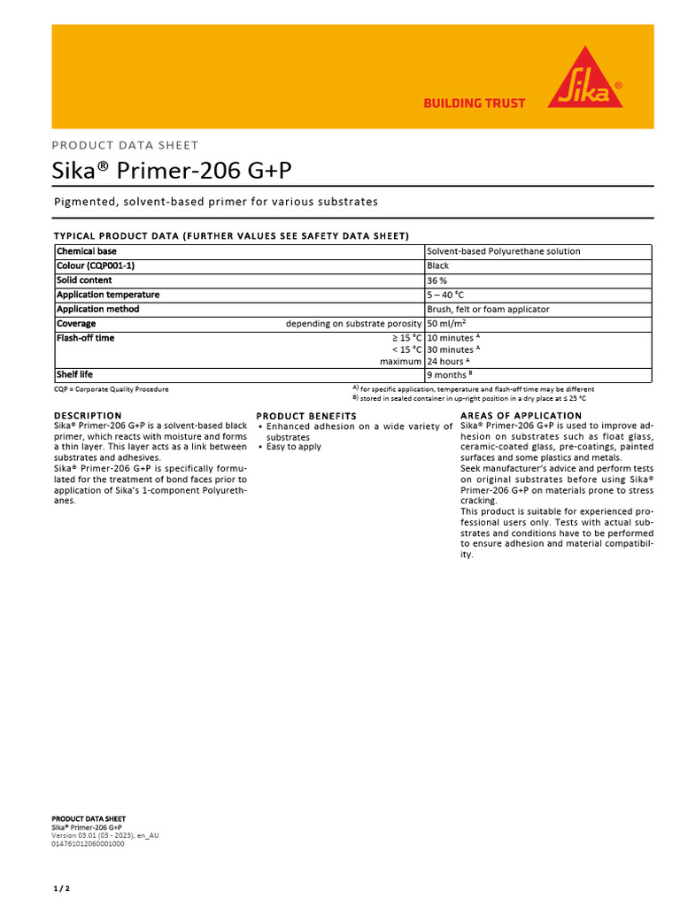 sika_primer-206_gp | PDF | Building Materials | Building Engineering