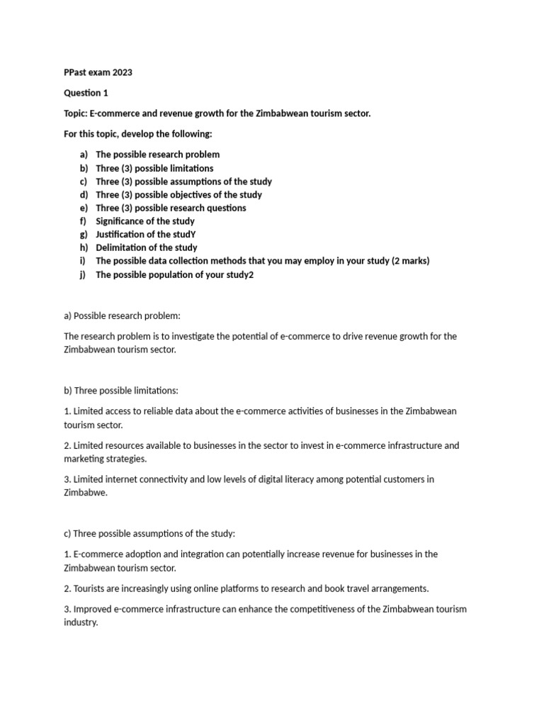 Answers For 2023 Question Paper | PDF | Survey Methodology | Literature ...