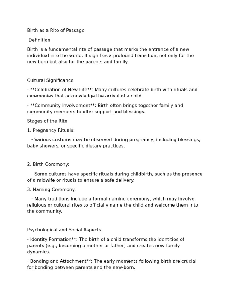 Birth: A Cultural Rite of Passage | PDF