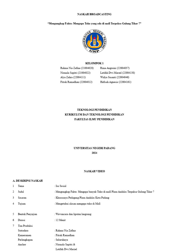 Naskah Broadcasting_Rahma Nia Zafina FIX | PDF