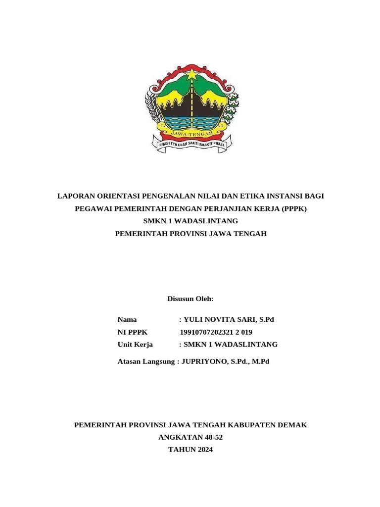 LAPORAN ORIENTASI PPPK 2024_ YULI NOVITA SARI | PDF
