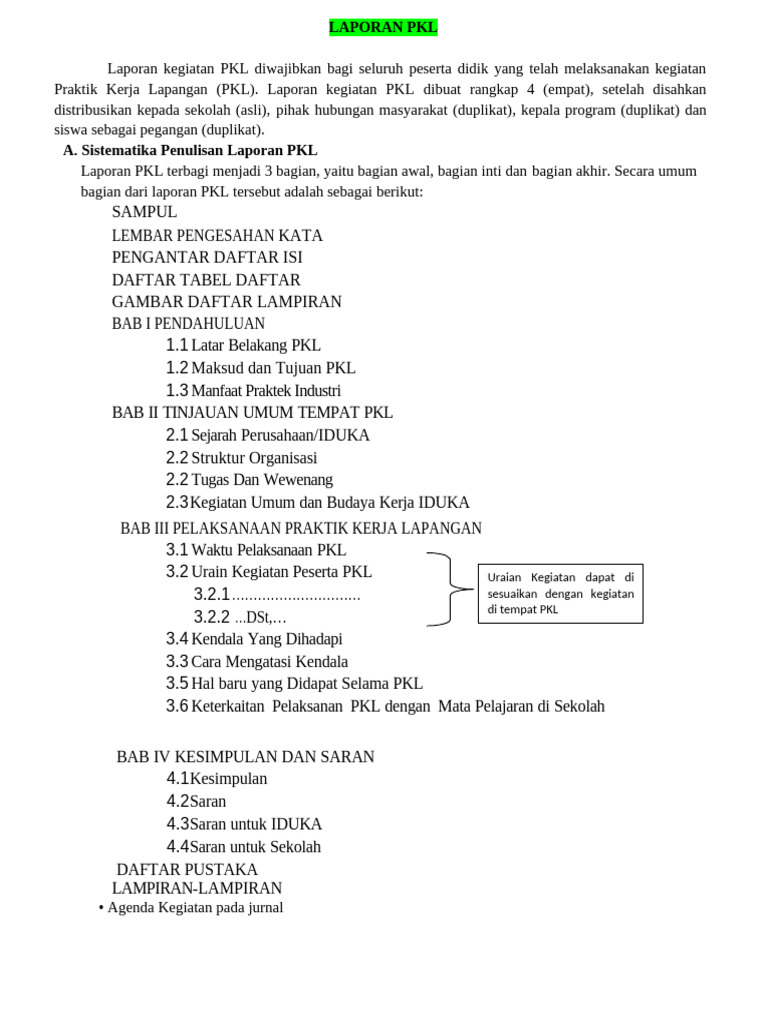 Sistematika Penulisan Laporan PKL | PDF