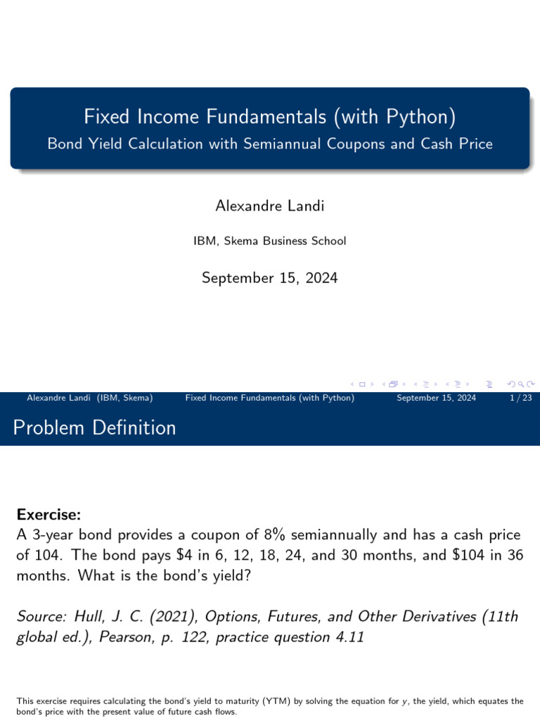 Fixed Income Bond Yield Calculation 1726590125 | PDF | Yield (Finance ...