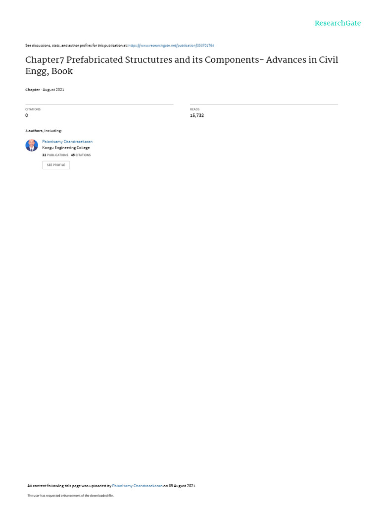 Chapter7 Prefabricated Structutres and Its Components-Advances in Civil Engg, Book | PDF | Beam ...