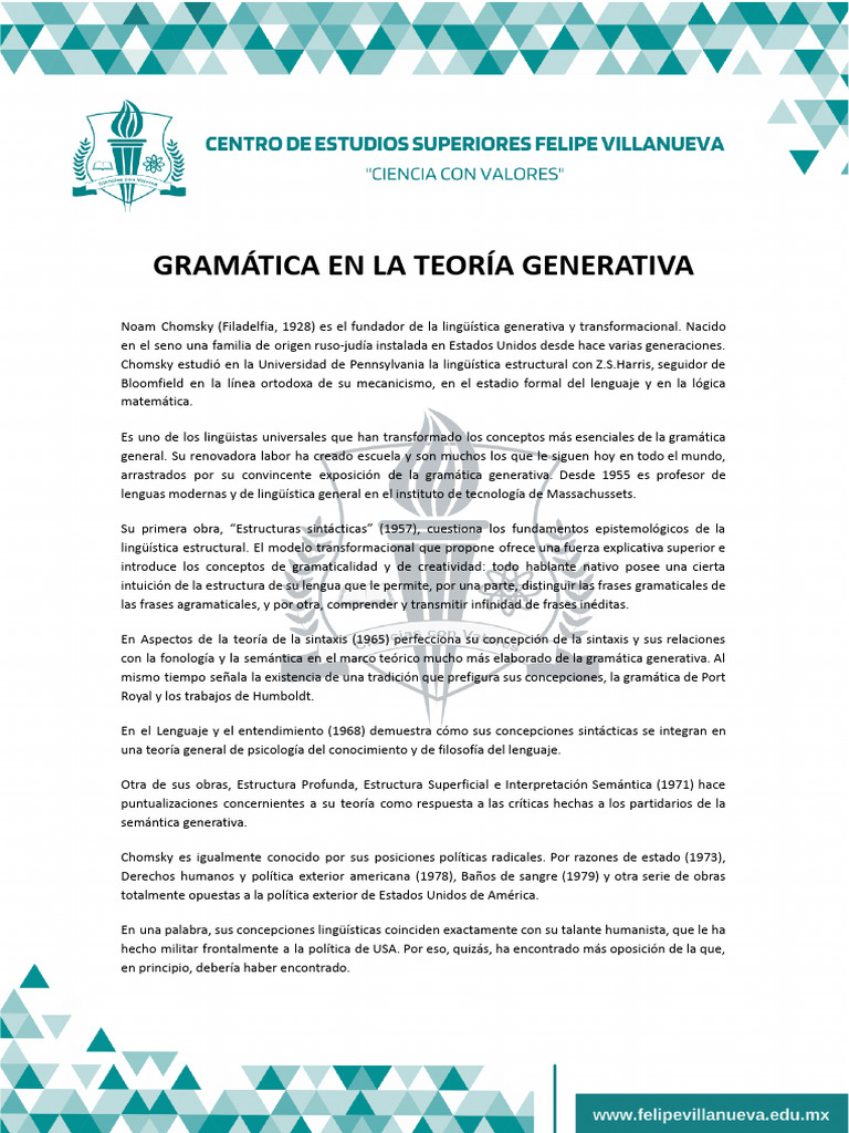Gramática en la teoría generativa.docx | PDF | Oración (Lingüística ...