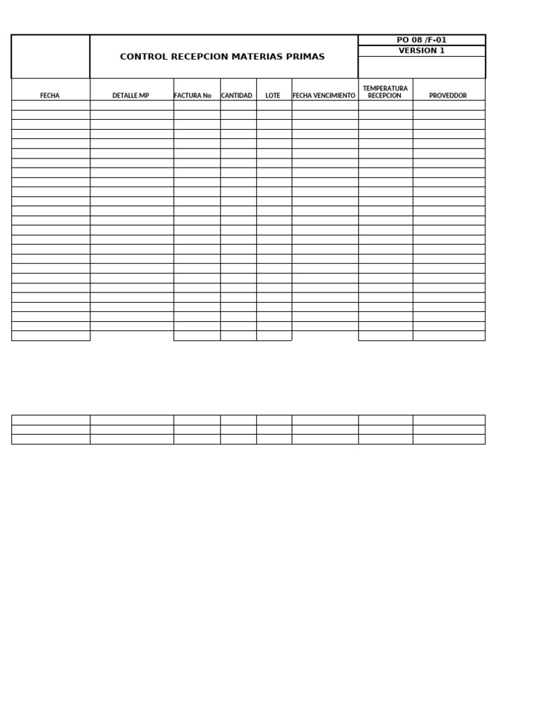 Formato Control Recepcion | PDF