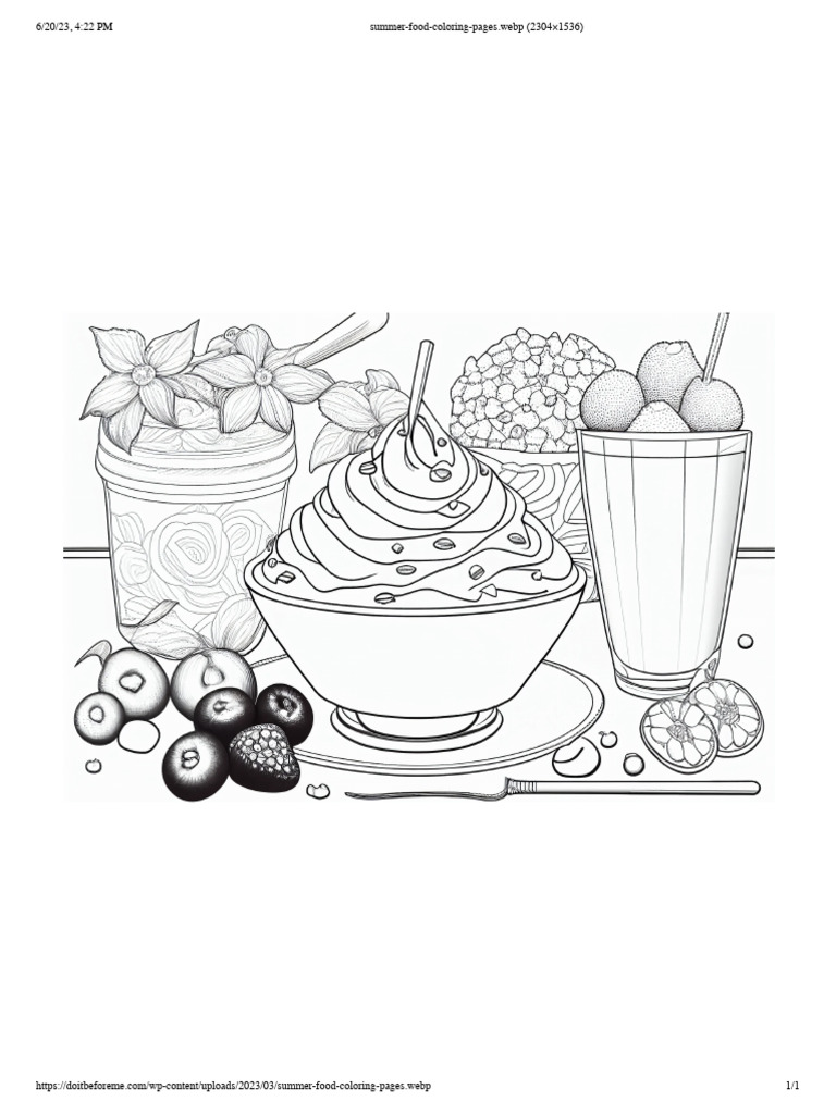 Summer Food Coloring Pages | PDF