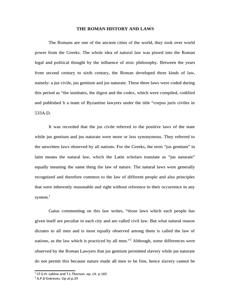 The Roman History and Laws | PDF | Natural Law | Civil Law (Legal System)