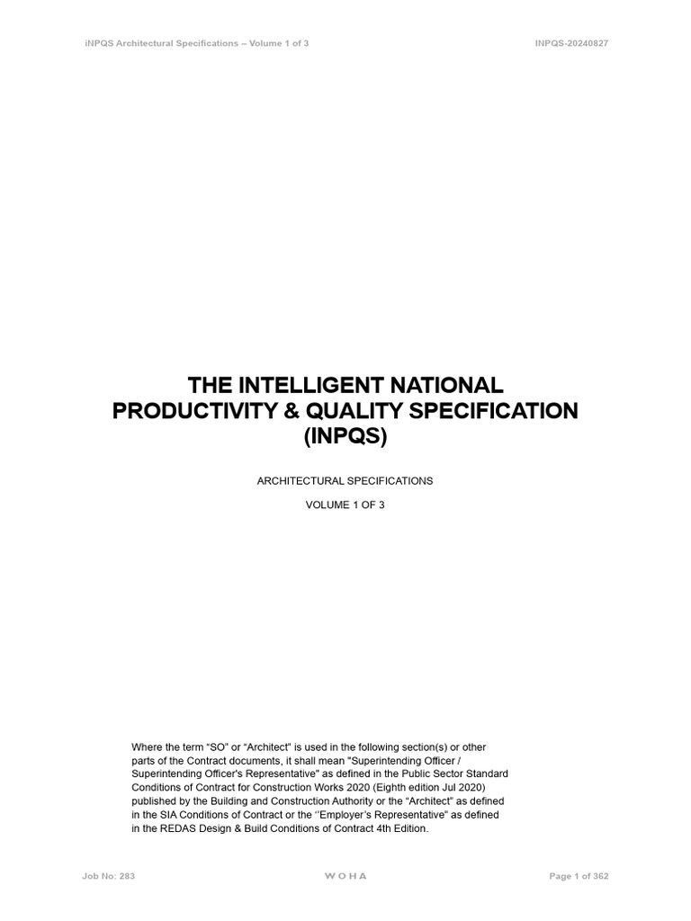 Inpqs Archi Specs Vol 1 Of 3 Pdf Concrete Masonry